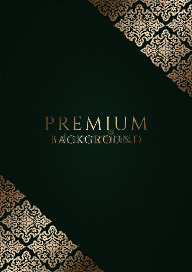 Premium Dark Green Background with Ornamental Golden Corners and ...