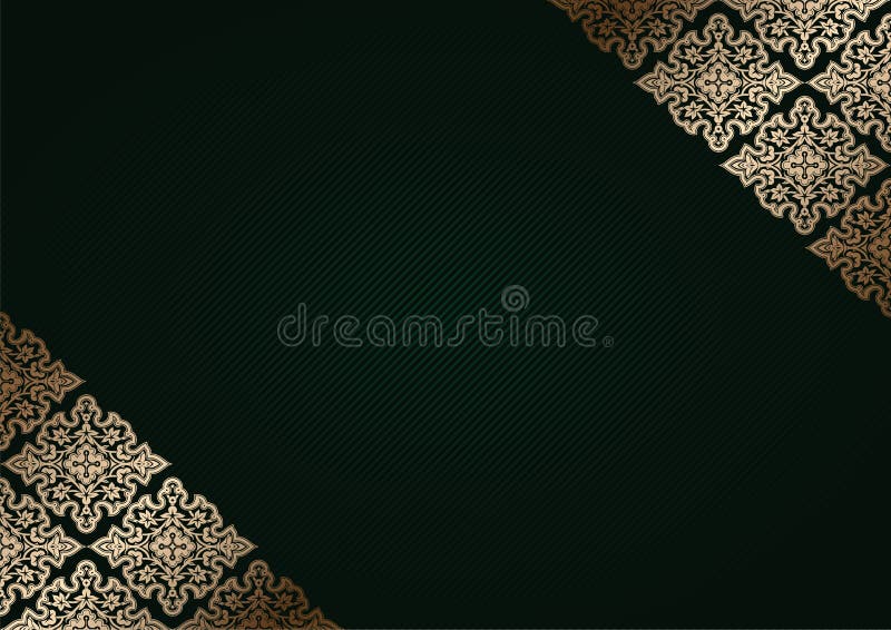 Premium Dark Green Background with Ornamental Golden Corners and ...