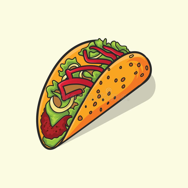 Taco Food Vector Illustration Stock Vector - Illustration of beef ...