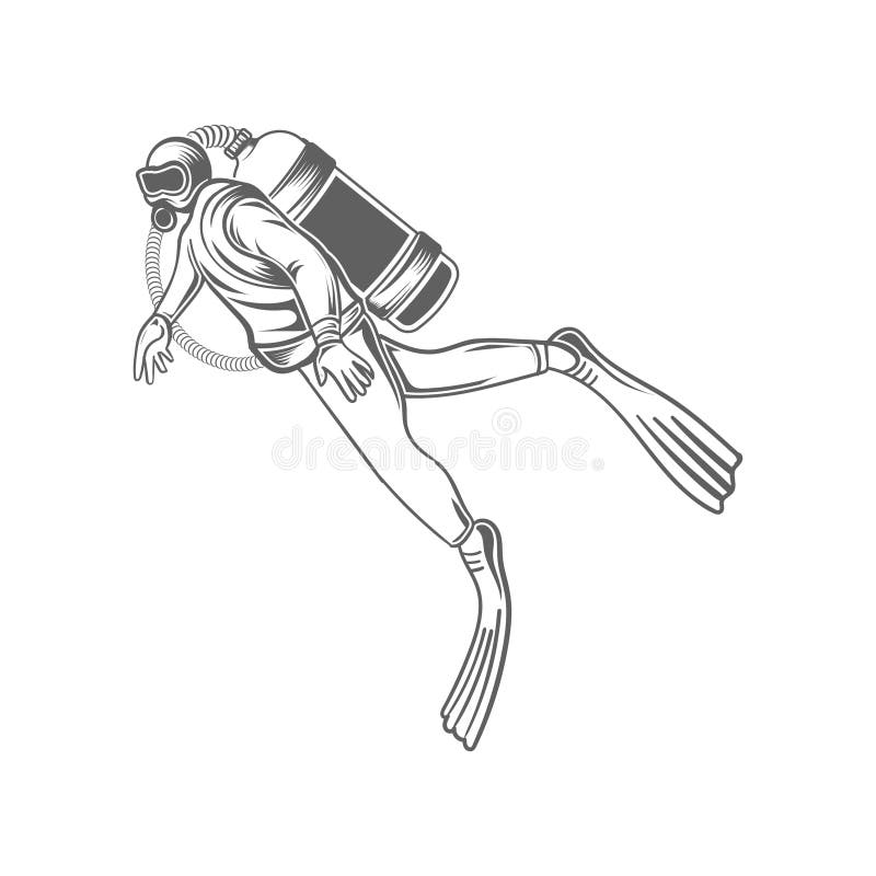 A Scuba Diver Underwater Vector Design Stock Vector - Illustration of ...
