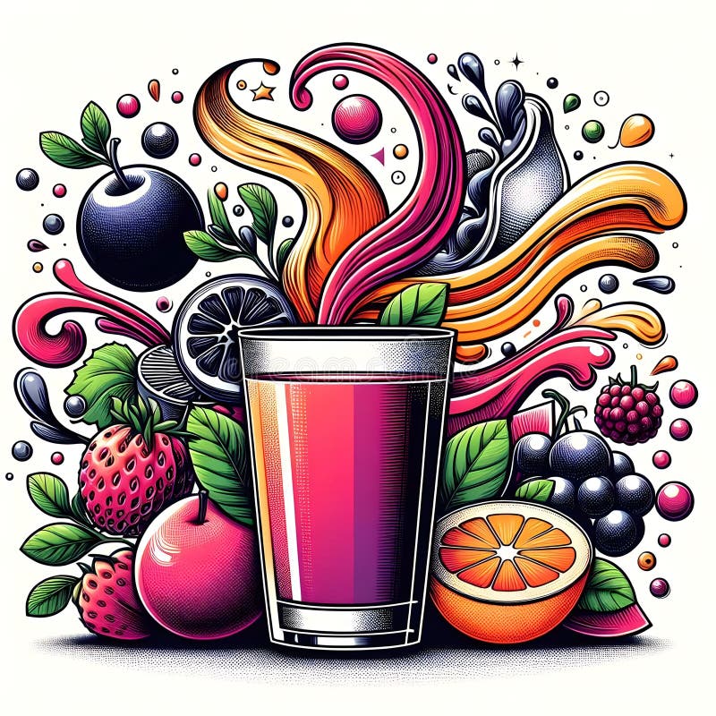 Fresh Smoothie Collection with Fruit Elements Stock Illustration ...