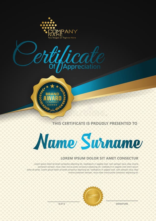 Premium Diploma Luxury Certificate Template with Futuristic and Elegant Pattern Background Stock ...