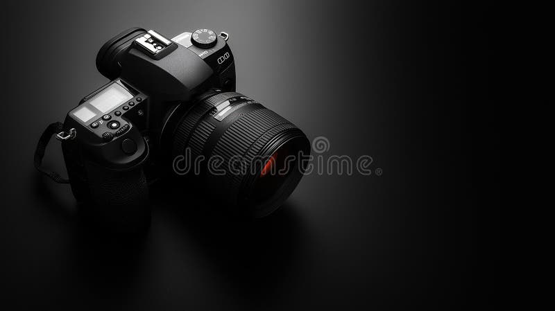 Premium DSLR Camera Body, Angled Toward the Viewer, on a Matte Black ...