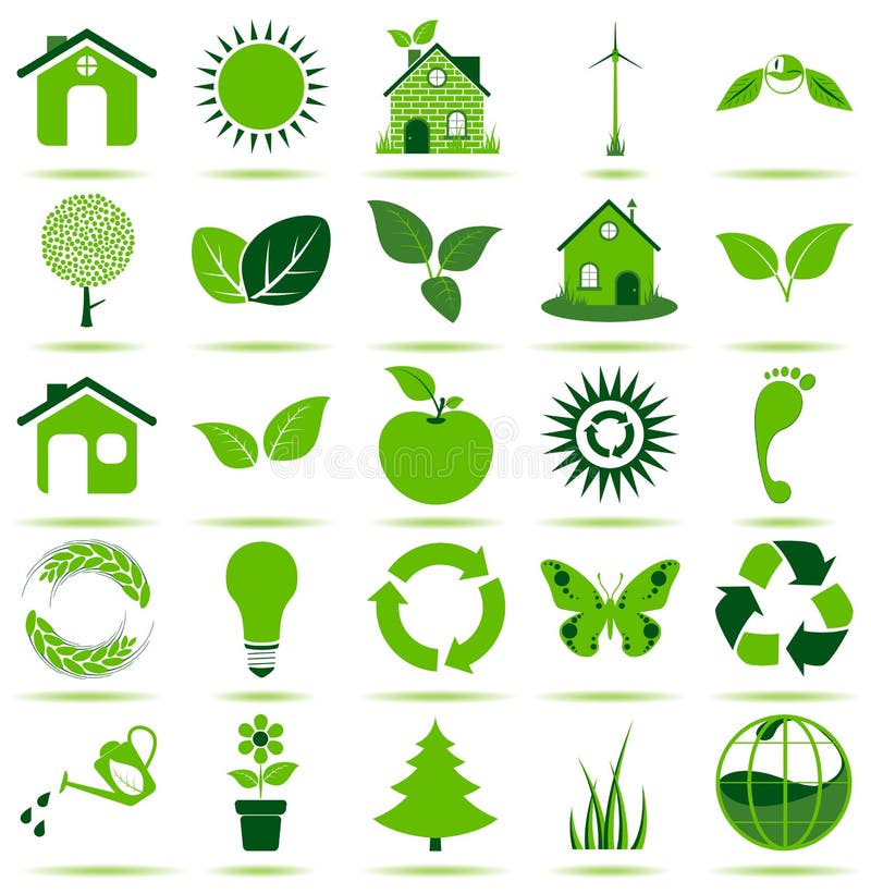 Go Green Icons set - 01 stock vector. Illustration of climate - 20198591
