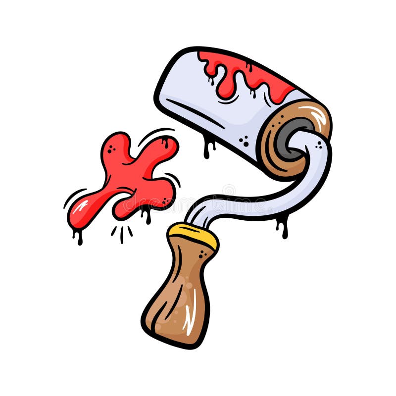 Premium Flat Hand Drawn Icon of Paint Roller, Customizable Vector Stock Vector - Illustration of ...