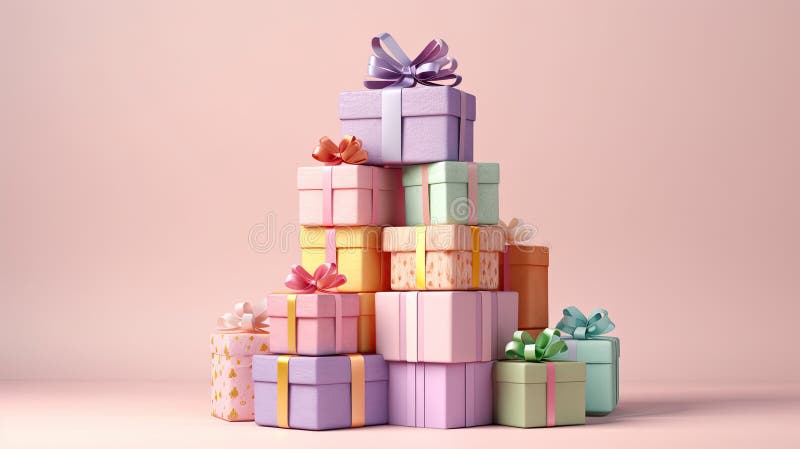 Premium Gift Box in Pastel Colors V4 Generrative Ai Stock Illustration ...