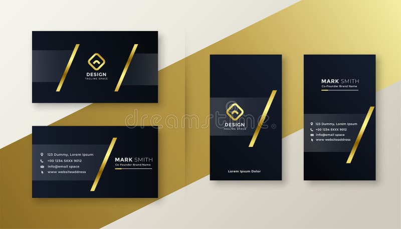Premium Gold and Black Business Card Design Stock Vector - Illustration ...