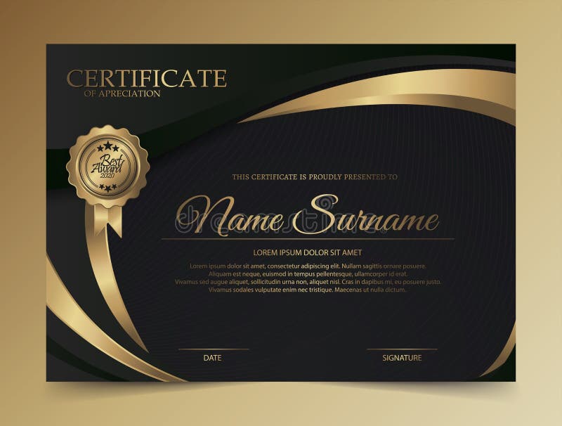 Premium Golden Black Certificate Template Design Stock Vector ...