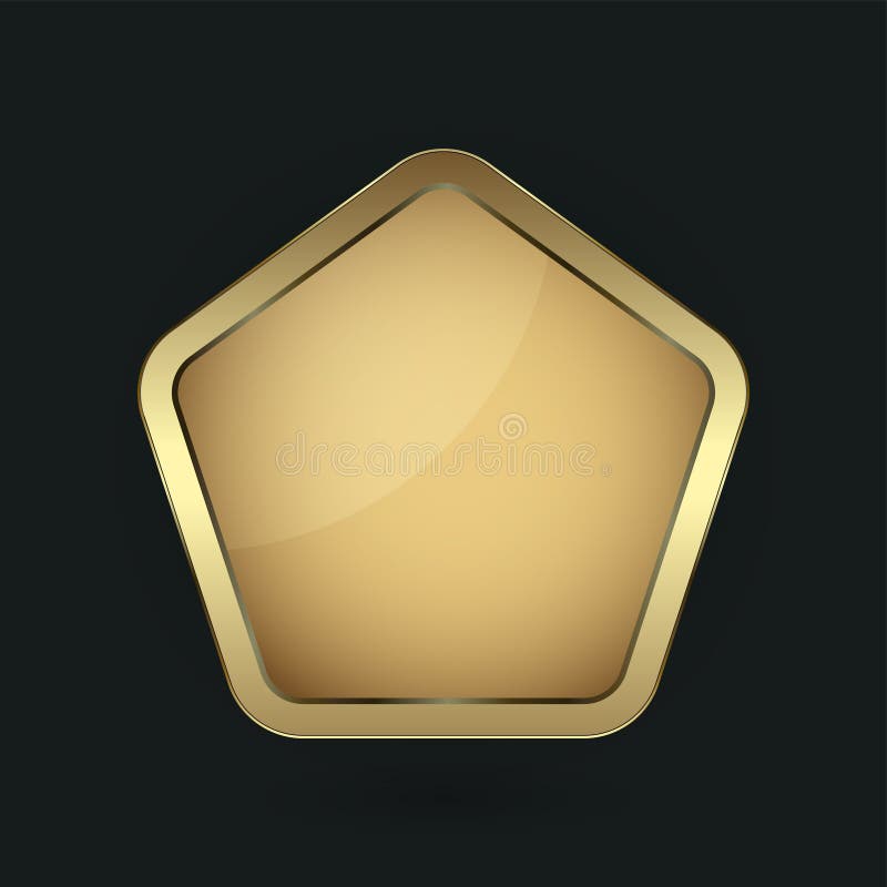 Premium and Golden Button of Pentagon Shape in Vector Illustration ...