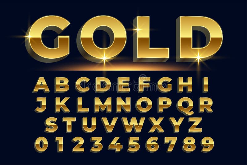 3d Golden Alphabets Set Premium Letters Design Stock Vector ...