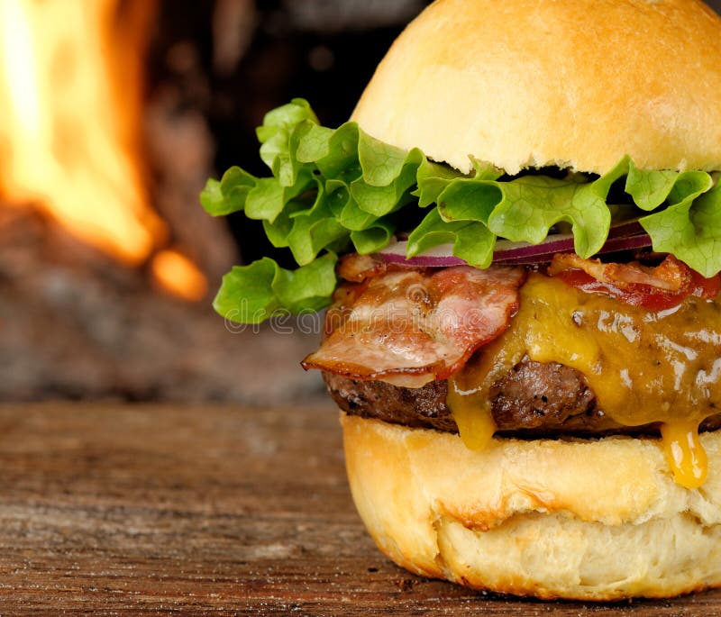Premium Gourmet Bacon Cheeseburger Stock Image Image Of Hamburger