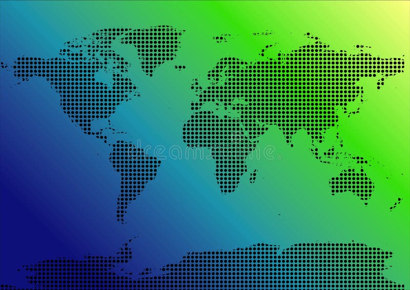 Premium Gradient Dotted Blue Green World Map Stock Illustration ...