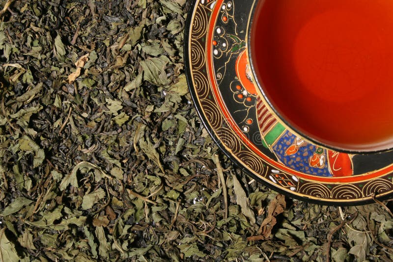 Premium Dry Green Tea Leaves Spread Curing in Bamboo Basket Tray after ...
