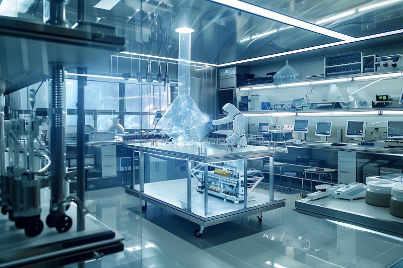 Premium High-Resolution Scientist Conducting Experiments in a Fully ...