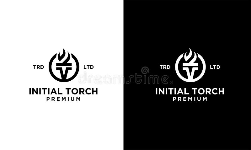 Premium Initial T Torch on Circle Logo Vector Symbol Illustration ...