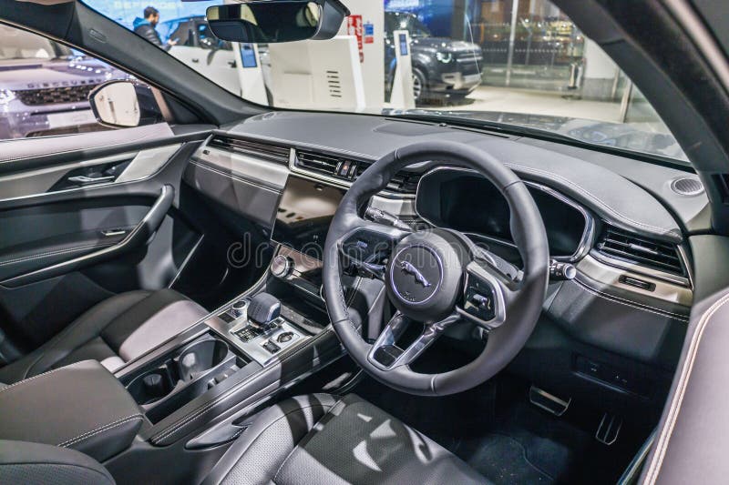 Interior of Jaguar F Pace R Dynamic SE Black SUV. London, UK, 17 ...