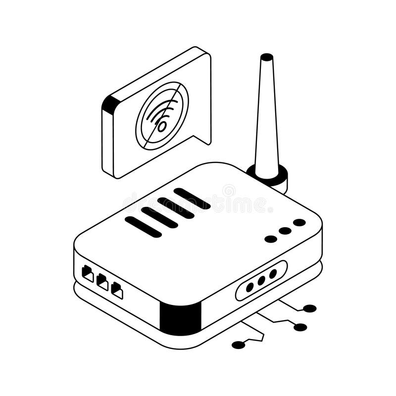 Premium Isometric Outline Icon of Advanced Router Device Setup Stock ...