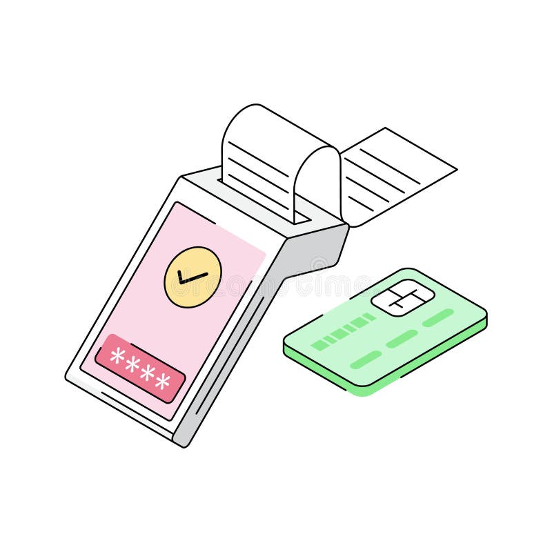 A Premium Isometric Outline Icon Showing Pos System Stock Vector ...