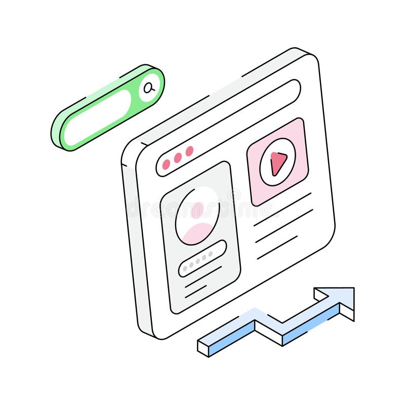 A Premium Isometric Outline Icon of Web Content Panel Stock Vector - Illustration of video ...