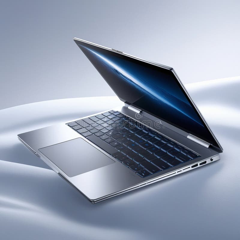 Ultra-Slim High-End Laptop with Sleek Metallic Design Stock ...