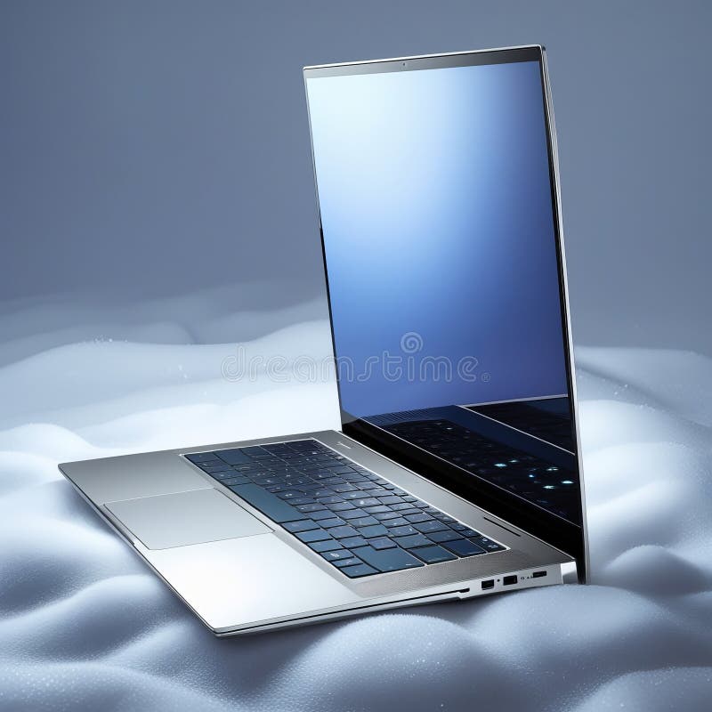 Ultra-Slim High-End Laptop with Sleek Metallic Design Stock ...
