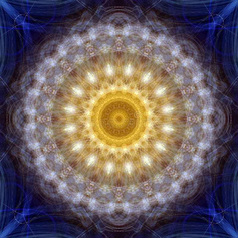 Premium Light Code Mandala Technology Pattern Tile Pavement Blue Gold ...