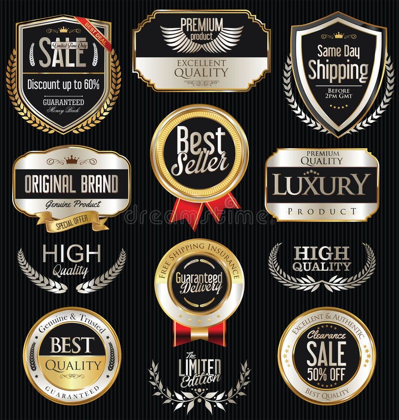 Premium and Luxury Silver Retro Badges and Labels Collection Stock ...