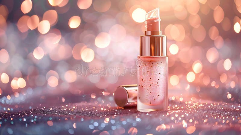 Premium Makeup Primer Bottle with Golden Sparkles & Airbrushed ...