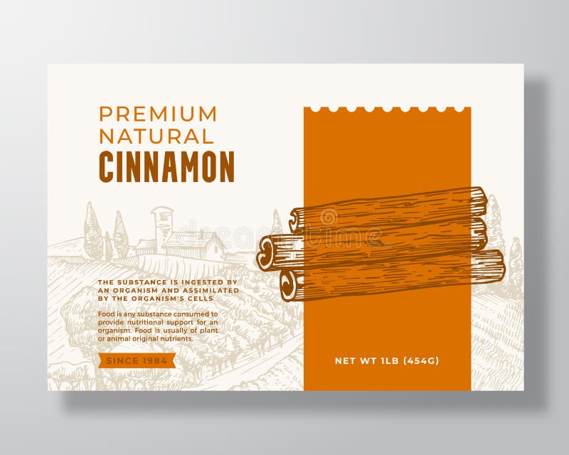 Premium Natural Cinnamon Label Template. Abstract Vector Packaging ...
