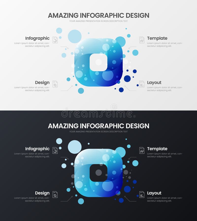 4 Option Rectangle Marketing Analytics Presentation Vector Illustration ...