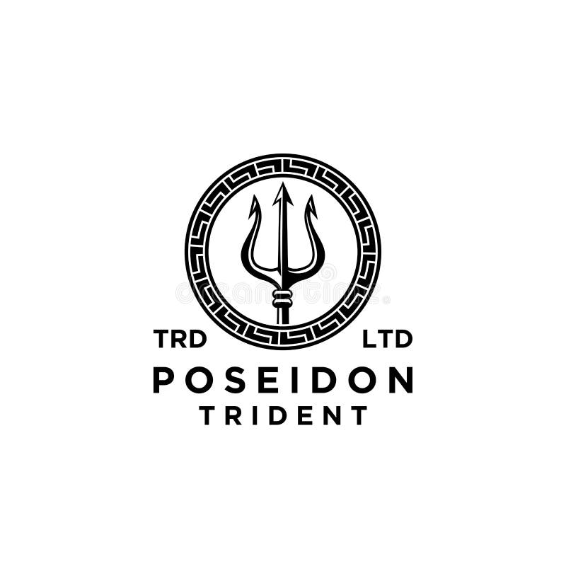 Premium Poseidon Trident on the Circle Vector Black Logo Design Stock Vector - Illustration of ...