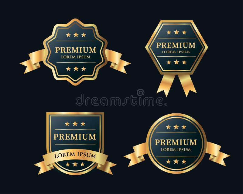 Premium Quality Badges. Black and Gold Premium Sticker Stock Vector ...