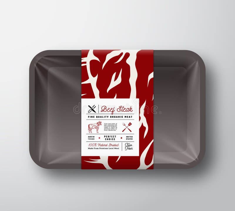 Premium Quality Beef Steak Container Mock Up. Abstract Vector Meat ...