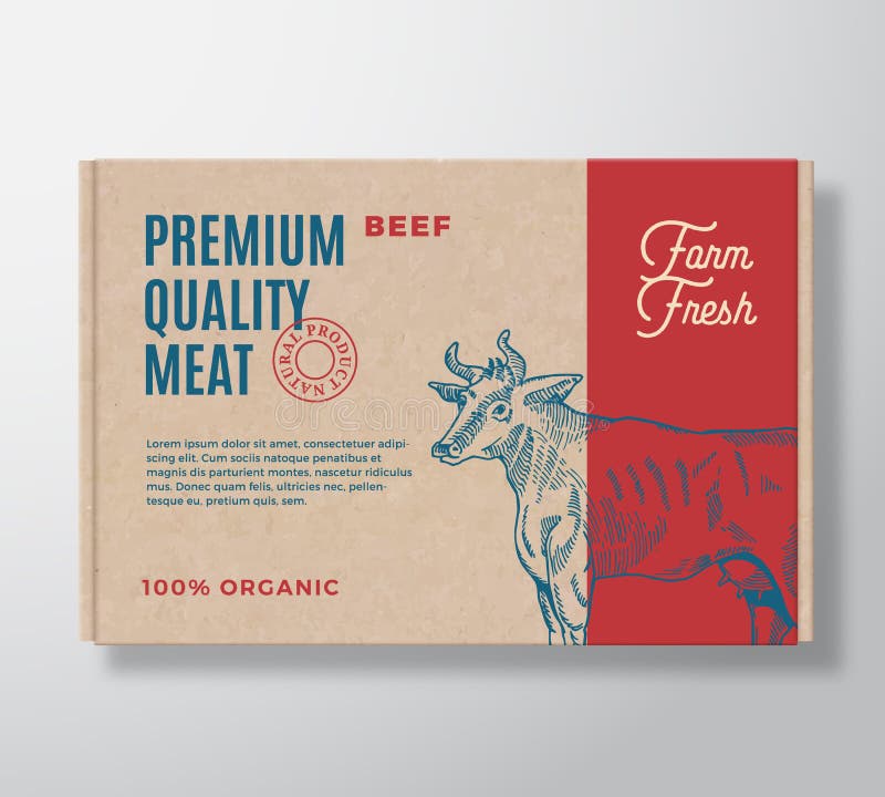 Premium Quality Beef Vector Meat Packaging Label Design on a Craft ...