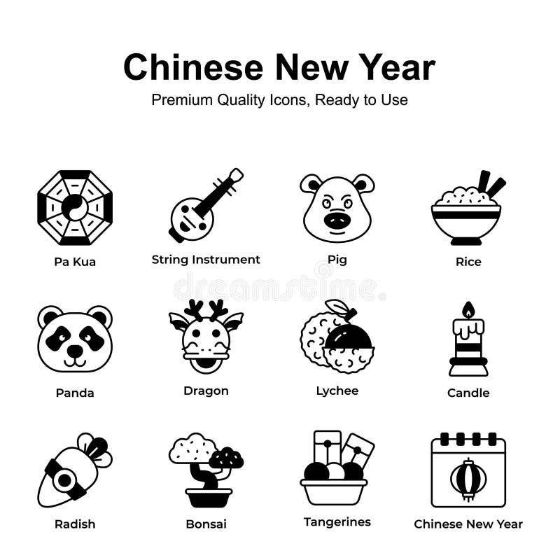 Premium Quality Chinese New Year Icons Set, Ready To Use Vectors Stock ... Premium Quality Chinese New Year Icons Set, Ready To Use Vectors Stock ...