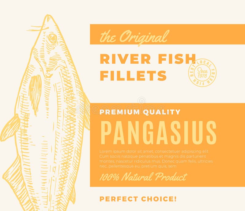 Premium Quality Fish Fillets. Abstract Vector Fish Packaging Design or ...