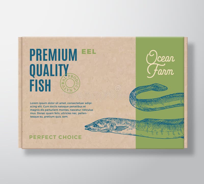 Premium Quality Fish Realistic Cardboard Box. Abstract Vector Packaging ...