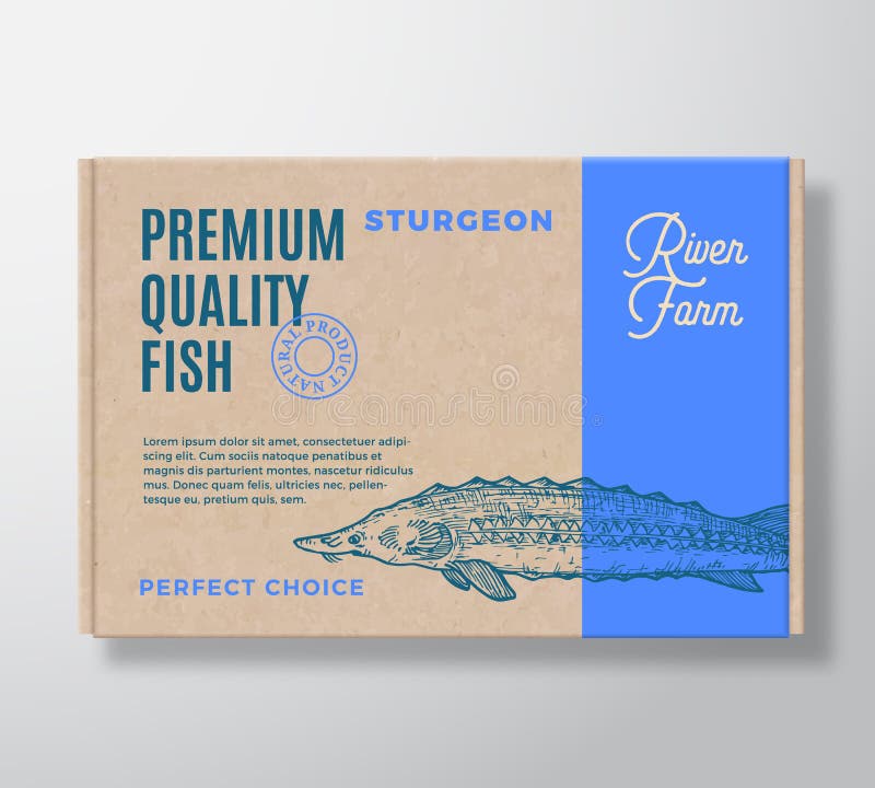Premium Quality Fish Realistic Cardboard Box. Abstract Vector Packaging ...