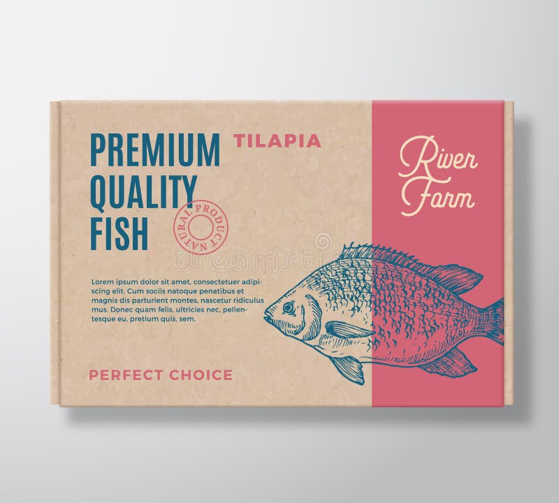 Premium Quality Fish Realistic Cardboard Box. Abstract Vector Packaging ...