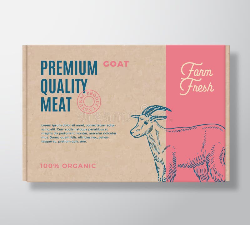 Premium Quality Goat Vector Meat Packaging Label Design On A Craft ...