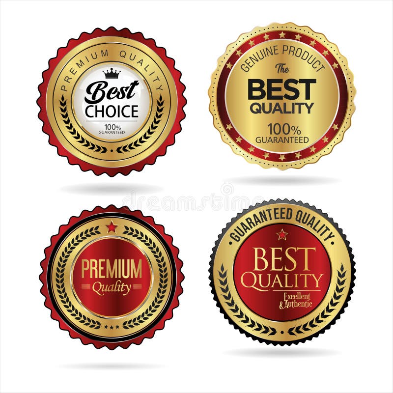 Premium Quality Gold Black and Red Badge Collection Stock Vector ...