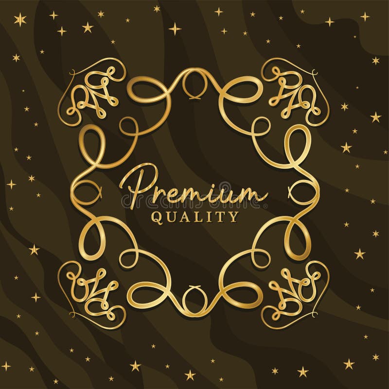 Premium Quality with Gold Ornament Frame and Stars Vector Design Stock ...