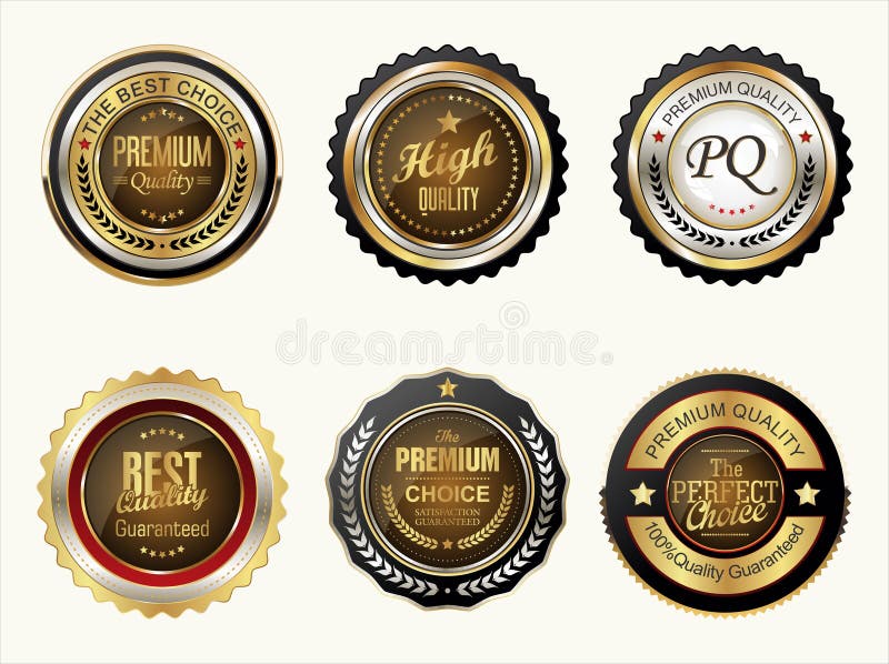 Premium Quality Gold and Silver Badge Collection Vector Illustration ...