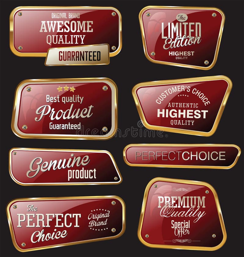 Gold Premium Quality Guarantee Labels Stock Vector - Illustration of ...