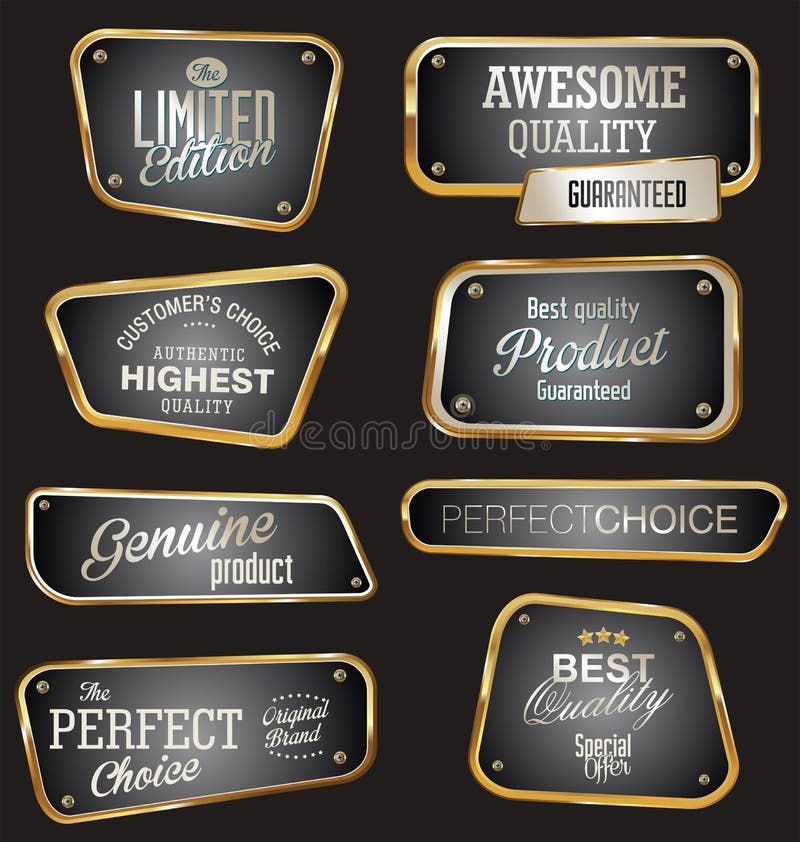 Premium Quality Golden Labels Stock Illustration - Illustration of ...