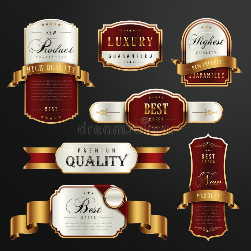 Premium Quality Golden Labels Design Stock Illustration - Illustration ...