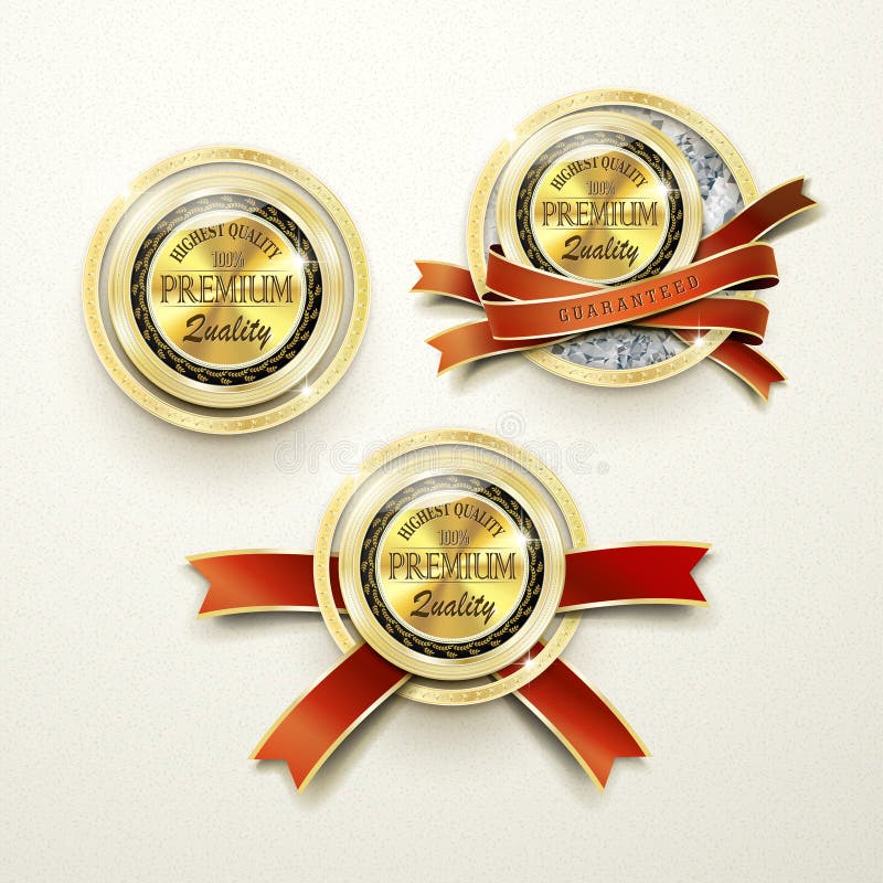 Premium Quality Round Gold Labels Collection Stock Vector ...