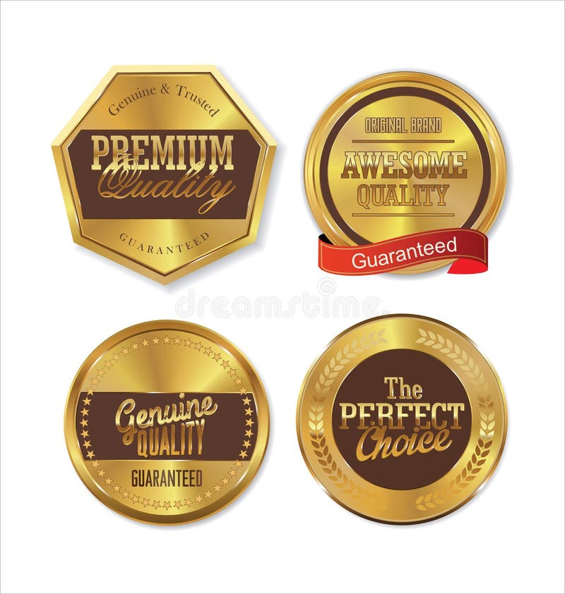 Gold Premium Quality Guarantee Labels Stock Vector - Illustration of ...