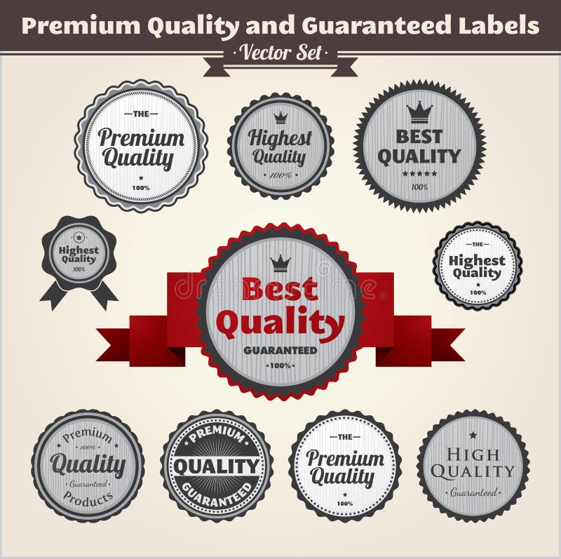Collection of Premium Quality and Guarantee Labels Stock Vector ...