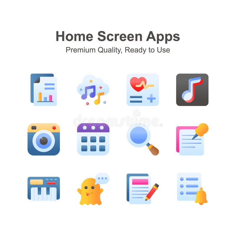 Premium Quality Home Screen Apps Icons Set, Ready for Premium Use Stock ...
